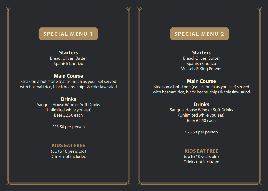 Cheers Restaurant Menu | Steak House in Thetford & Bury St Edmunds